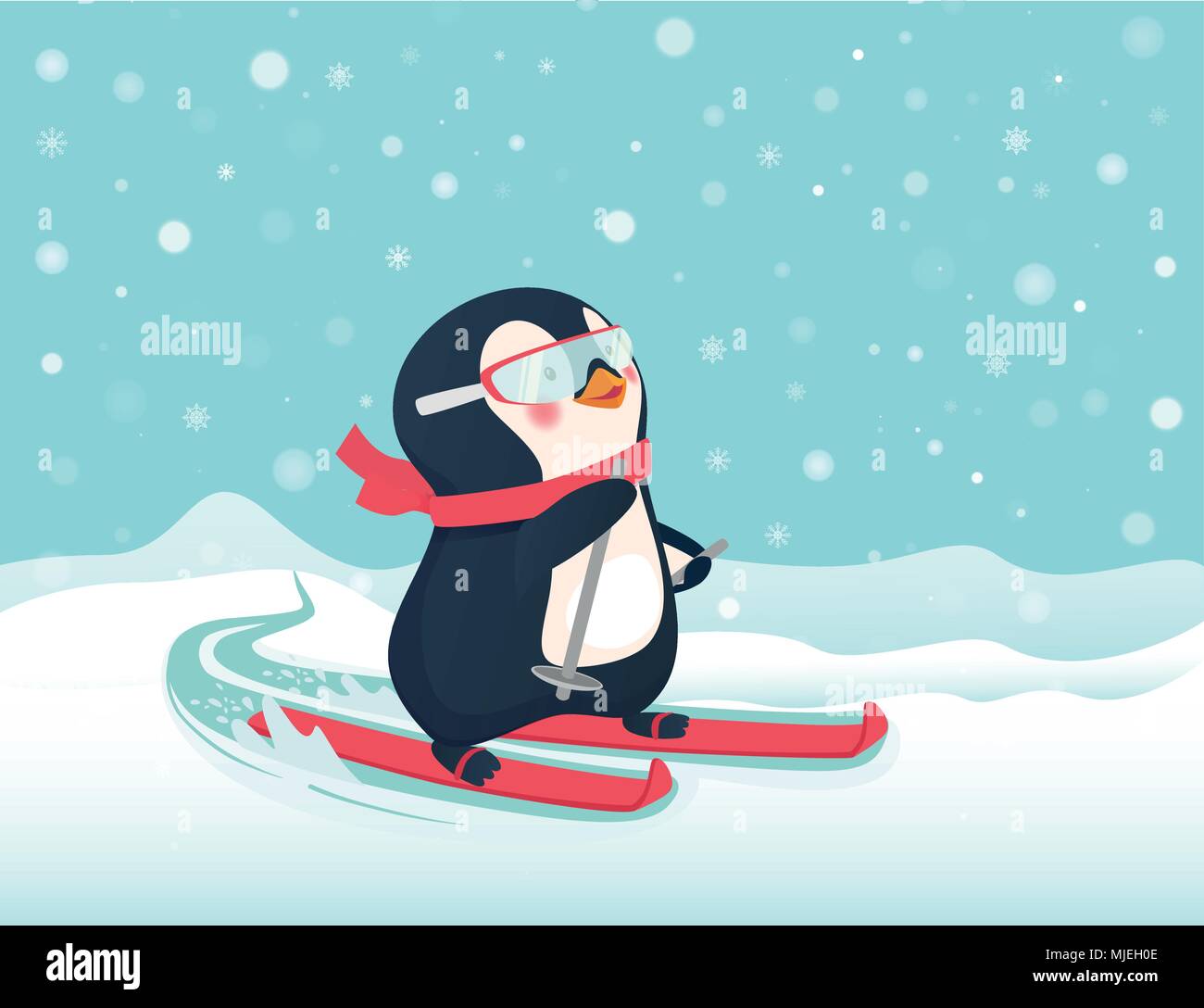 penguin on skis Stock Vector Image & Art - Alamy