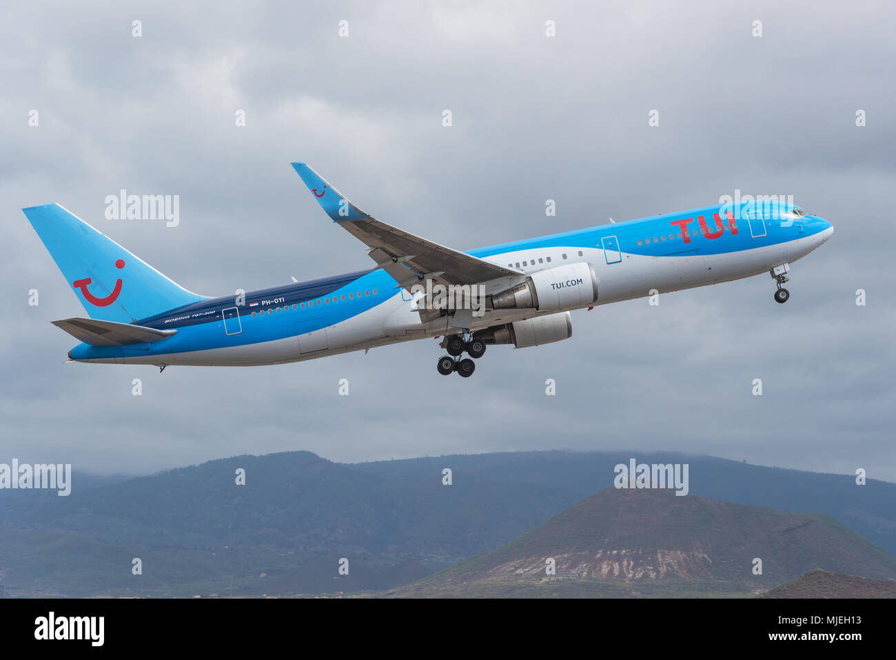 Tenerife, Spain - April 29, 2018: Tui Boeing 767 - 300 taking off from ...
