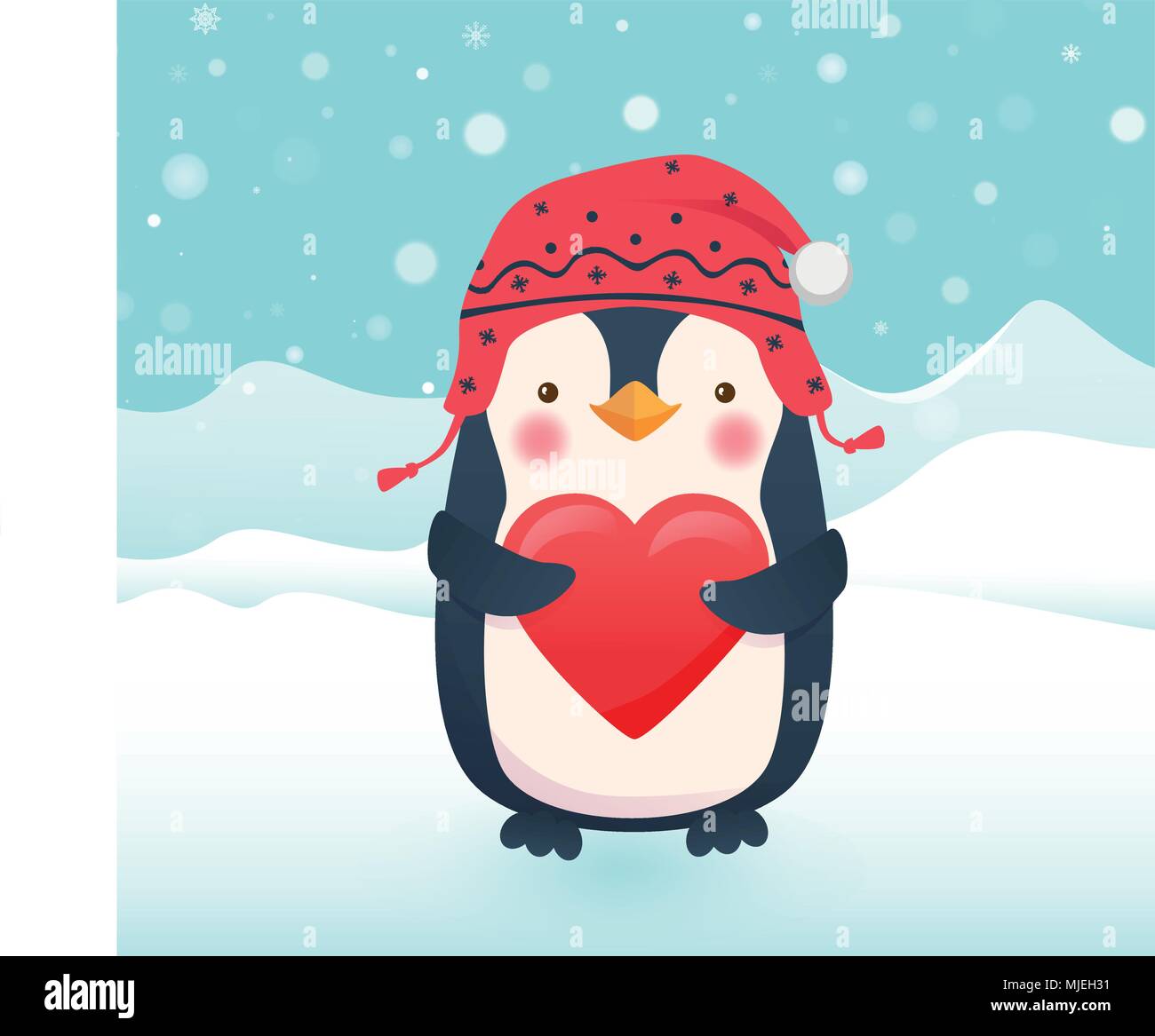 penguin with heart Stock Vector Image & Art - Alamy