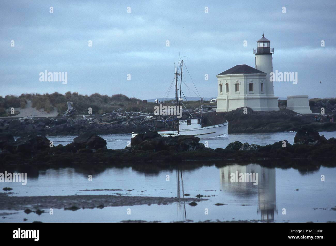 View of the Coquille River Lighthouse in Bandon Oregon Stock Photo - Alamy