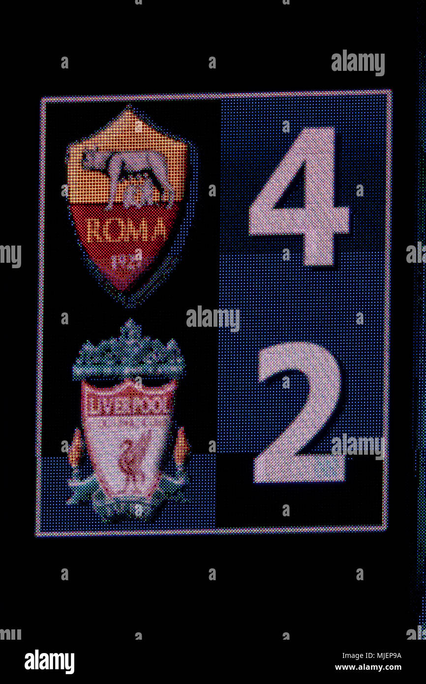 Final ScoreBoard during the Uefa " Champions League " Semi-finals , 2st ...