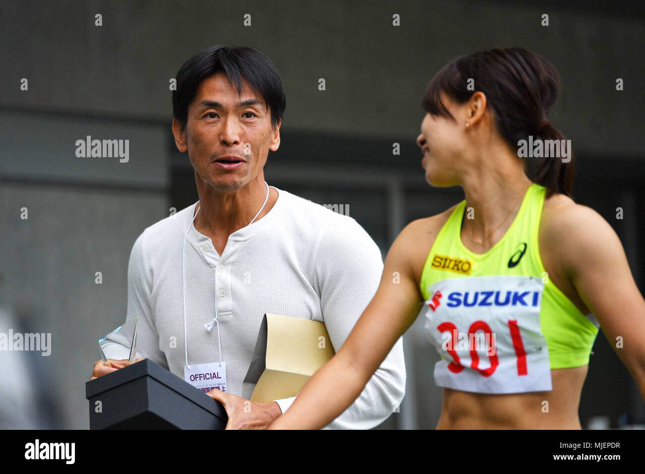 Ecopa Stadium, Shizuoka, Japan. 3rd May, 2018. (L-R) /Ken Nakata ...
