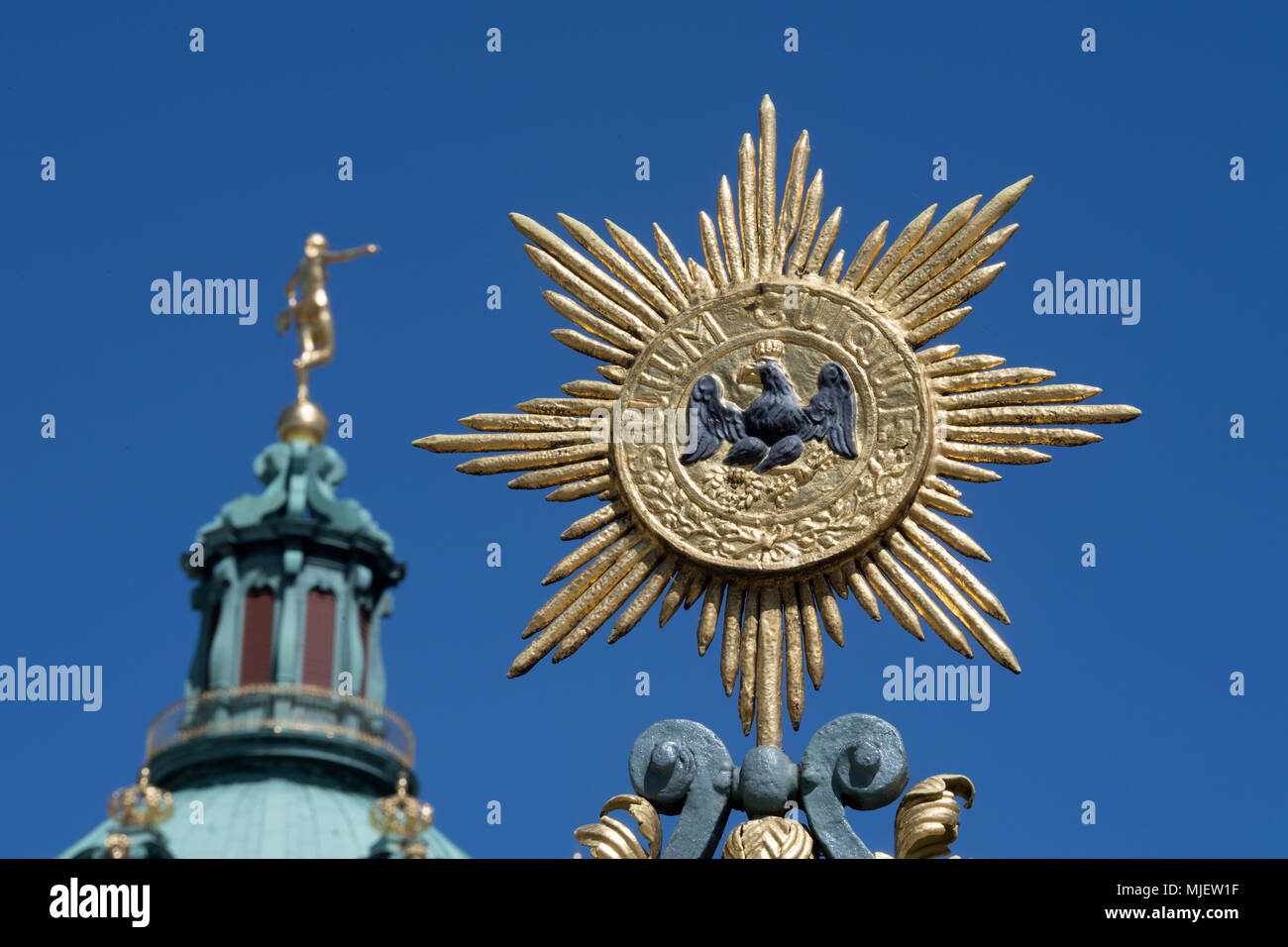 04 May 2018, Germany, Berlin: The old emblem of Prussia can be seen ...
