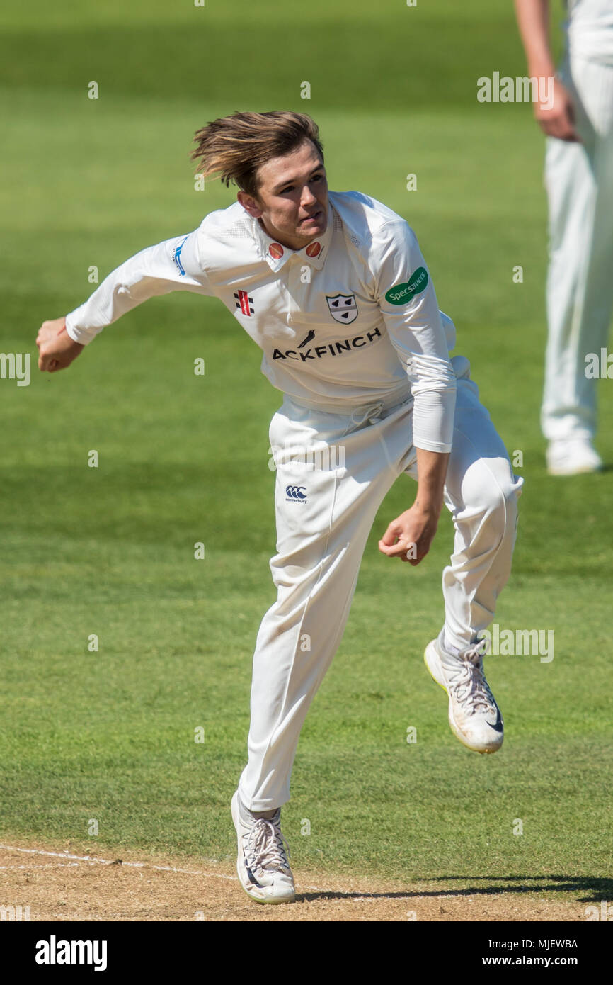 London,UK. 5 May, 2018. Ben Twohig, in his first 1st Class game ...