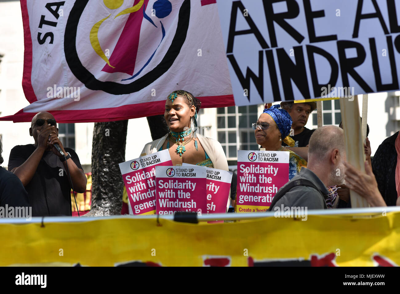 Whitehall, London, UK. 5th May 2018. Windrush Generation protest ...