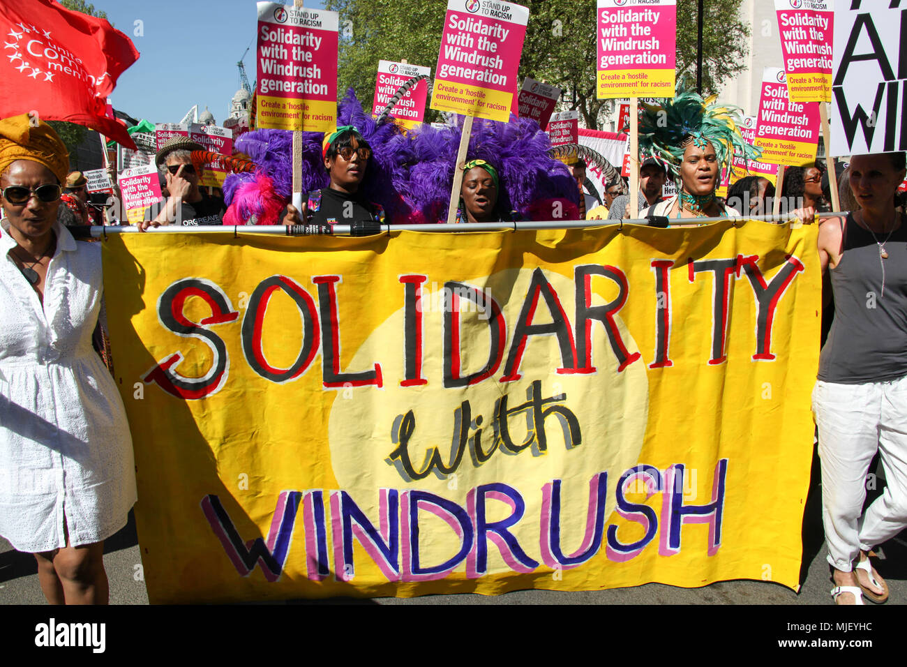 London, UK. 5th May, 2018. Windrush supporters march through London ...