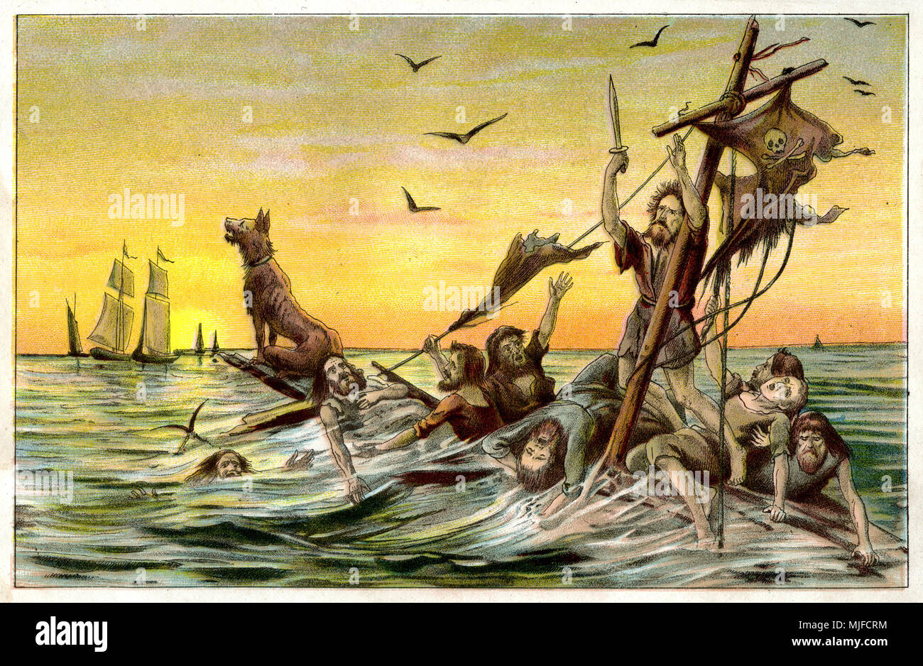 Klabautermann, wreckt ship, castaways, drowning pirates, 1889 Stock ...