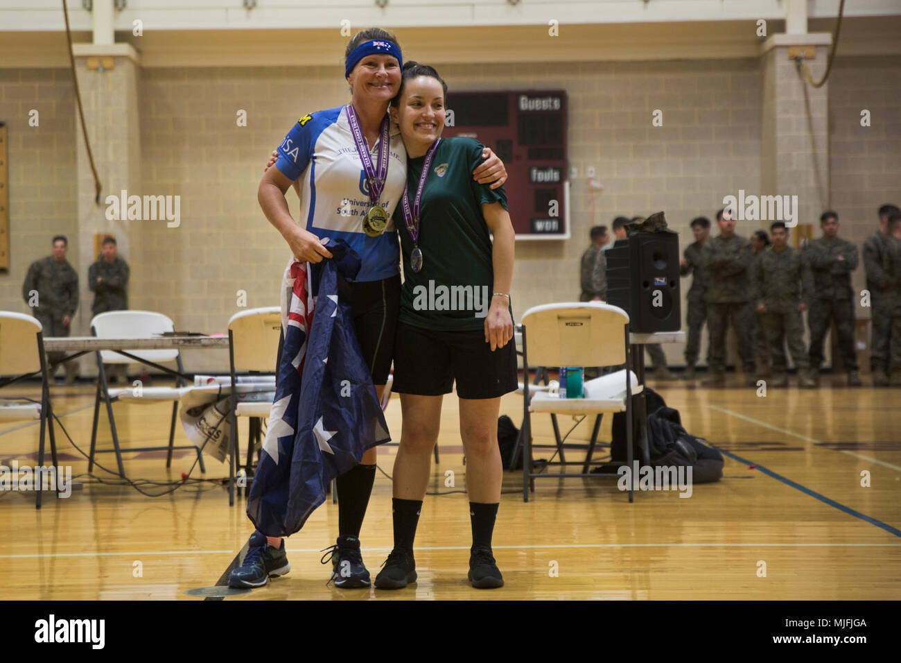 Australian athlete Maj. Kelliegh Jackson and U.S. Marine Corps athlete ...