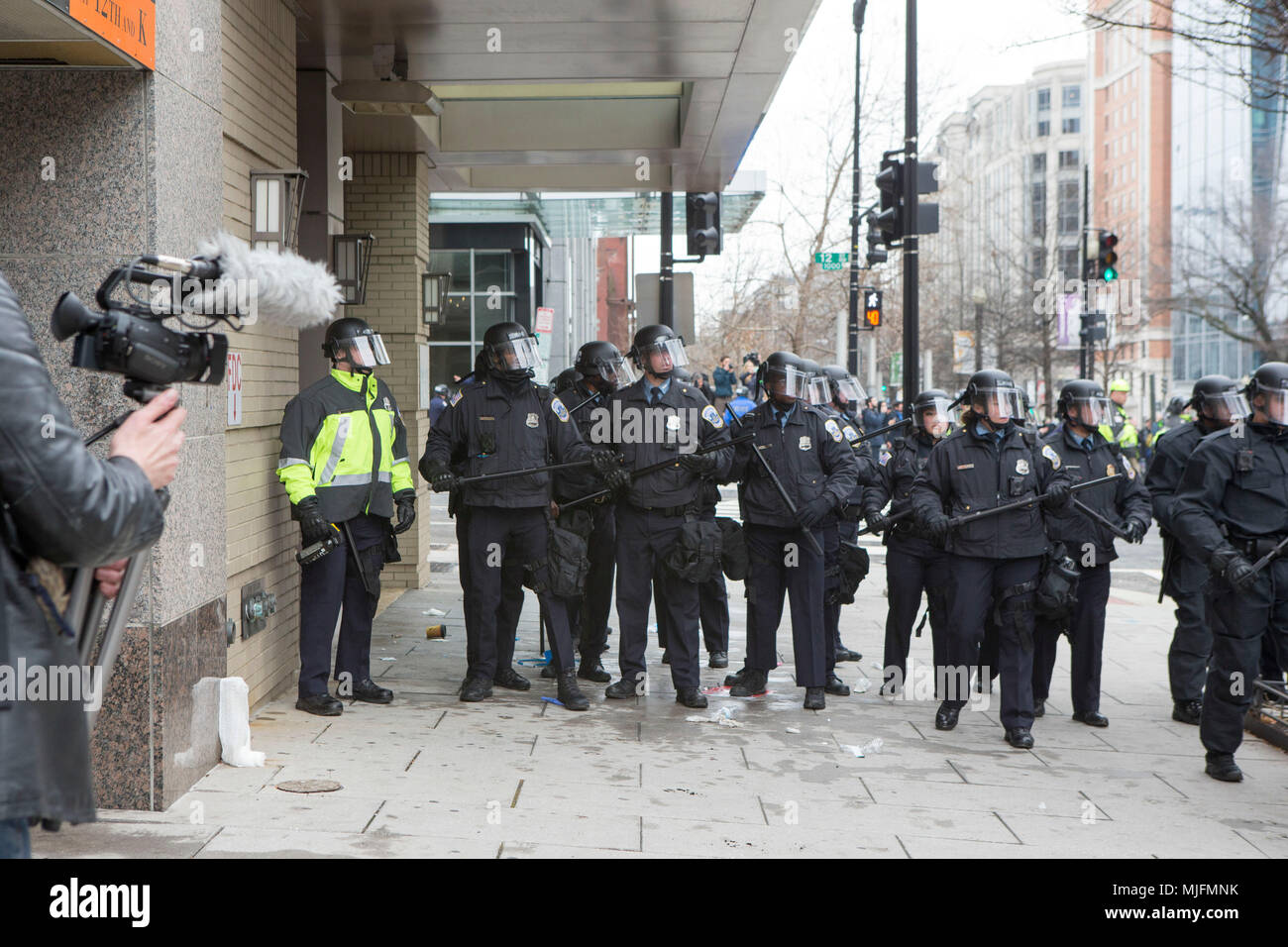 Protesters and police clash during the inauguration of United States ...