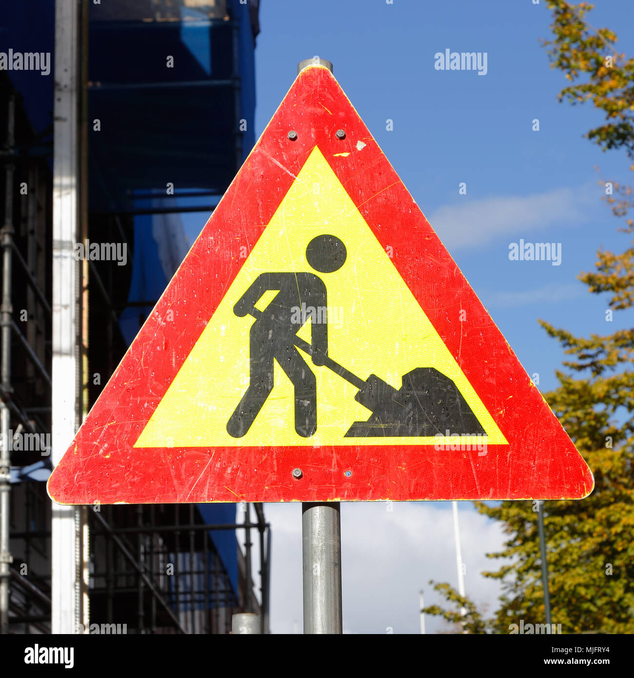 Road work sign hi-res stock photography and images - Alamy