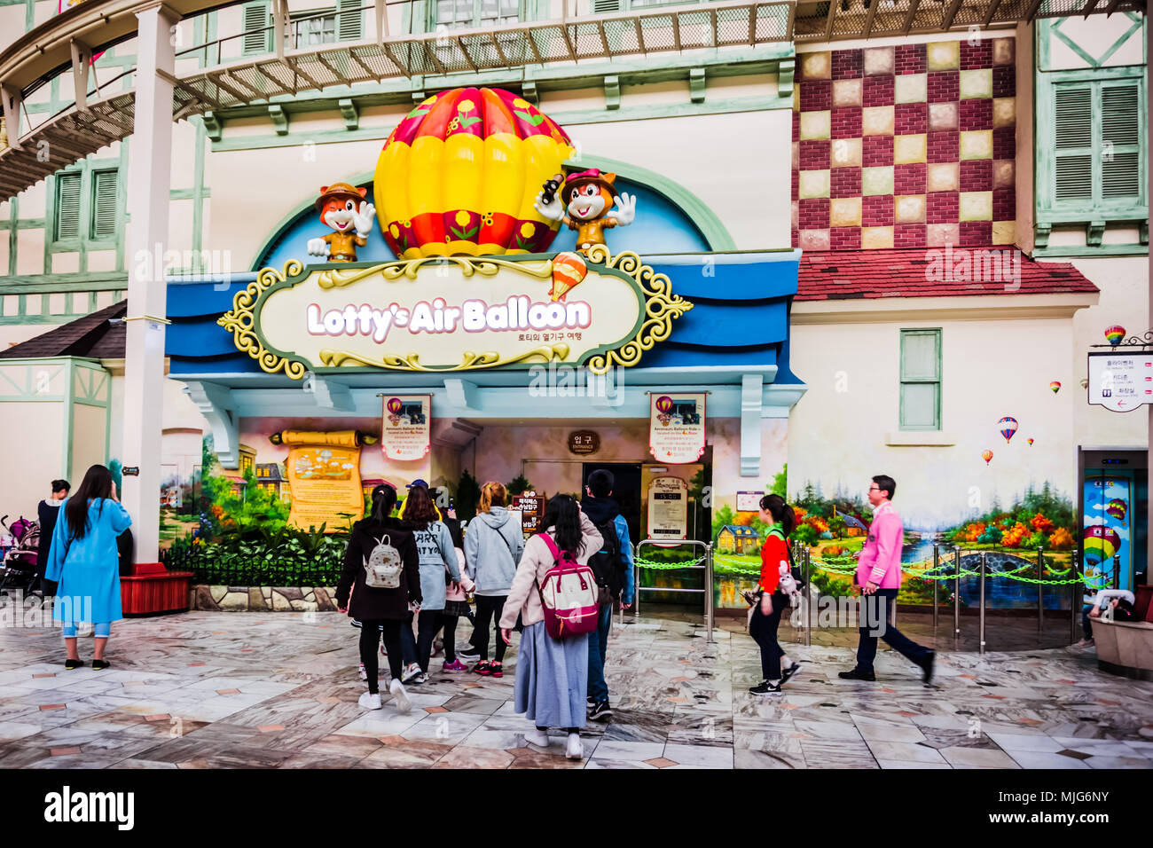Seoul, South Korea - April 6, 2018: Lotty's Air Balloon in Lotte World ...