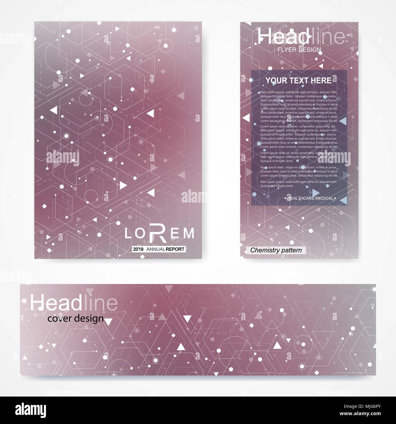 Set flyer, brochure size A4 template,banner. Molecular structure with ...