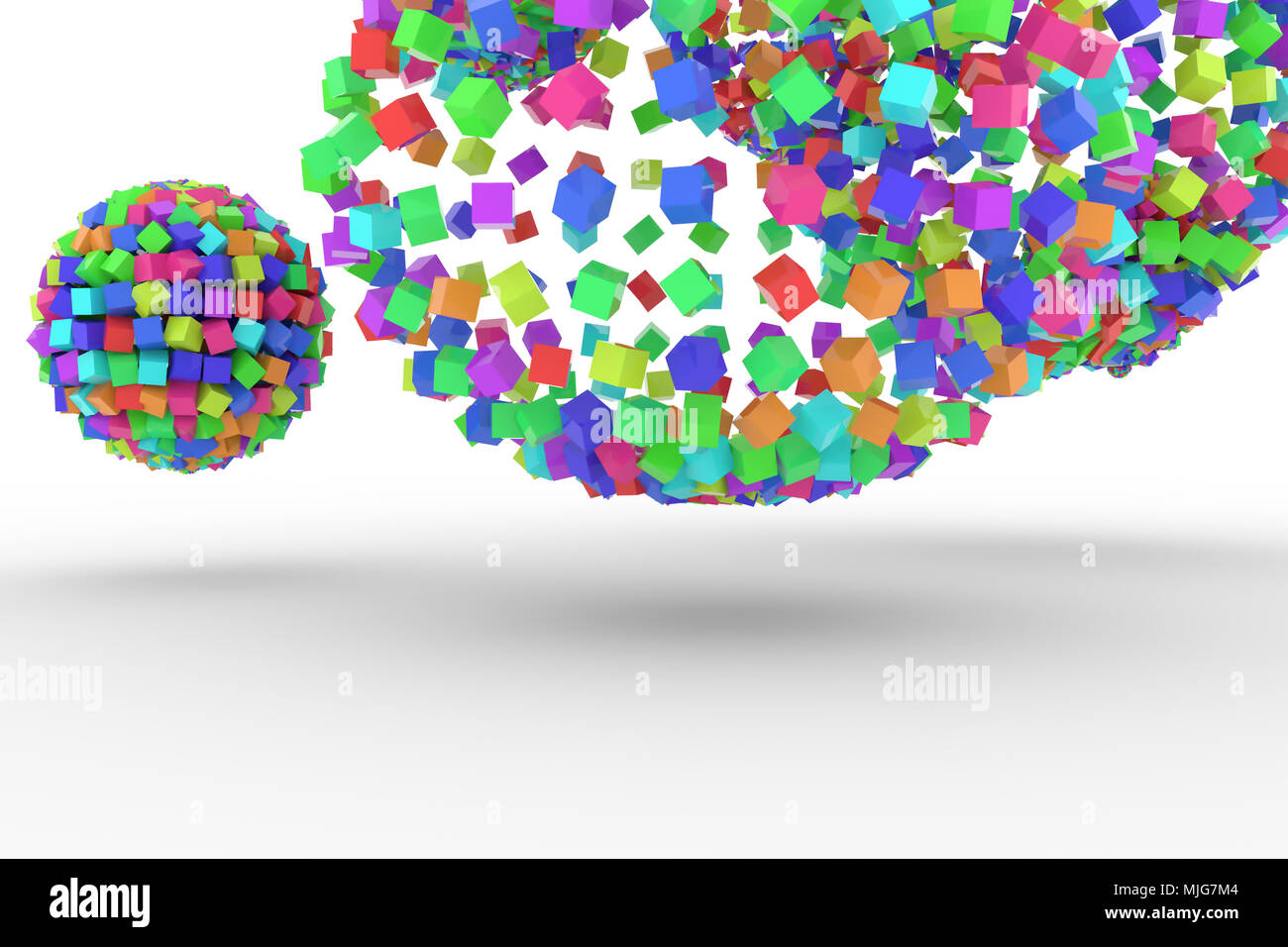 Colorful spheres from squares, modern style soft white & gray ...