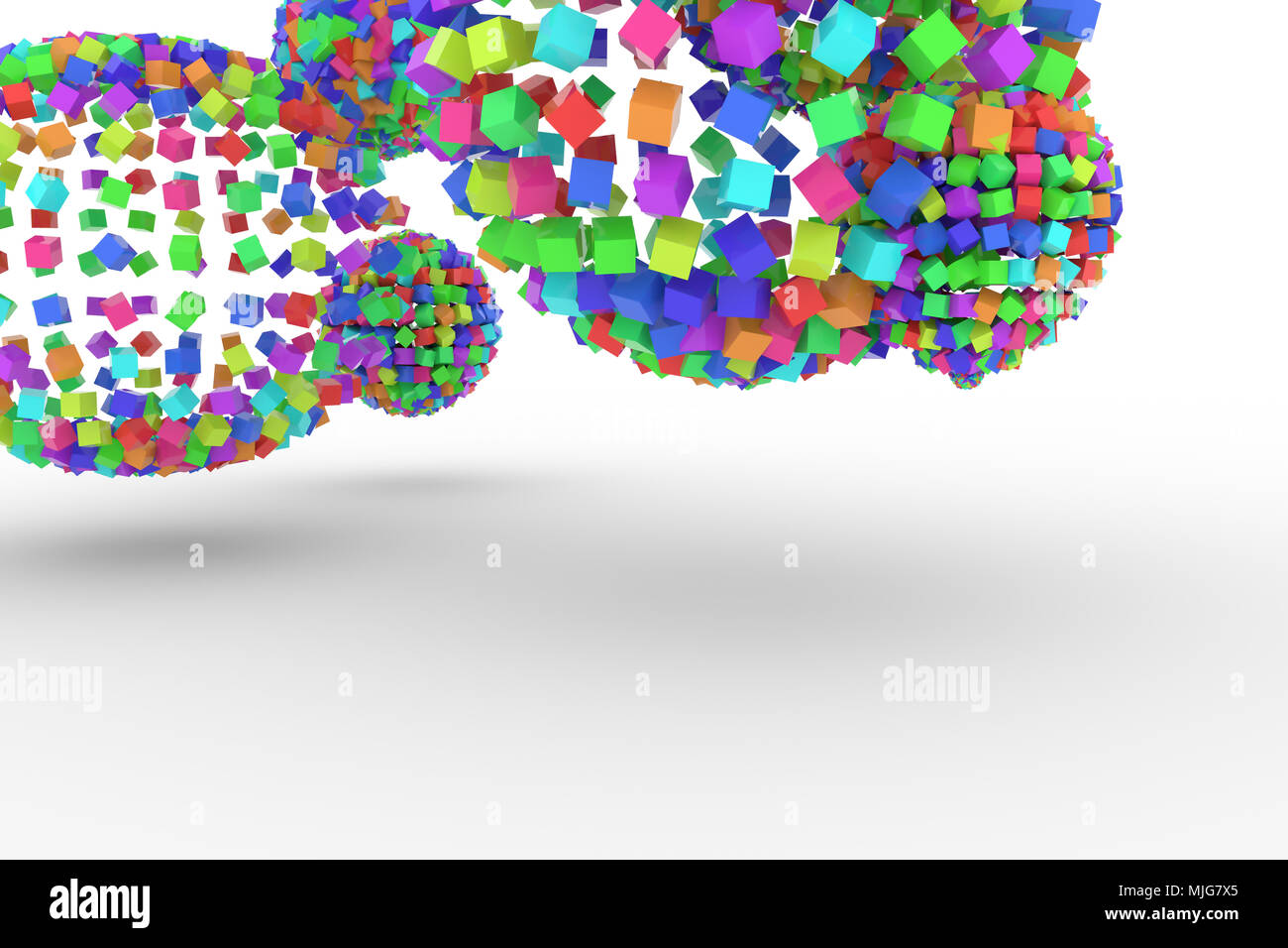 Colorful spheres from squares, modern style soft white & gray ...