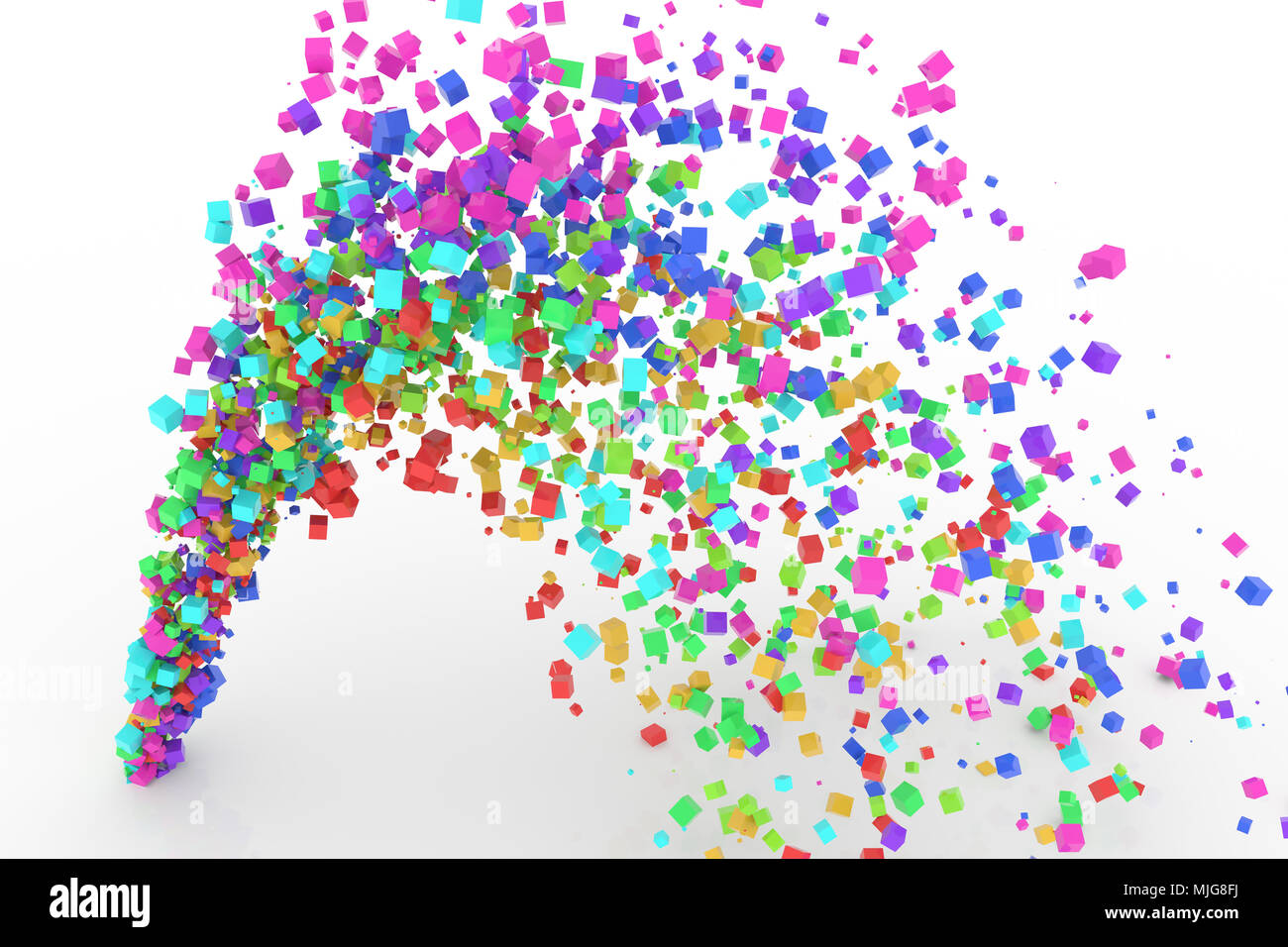 Bunch of colorful square boxes flow from the floor, modern style ...