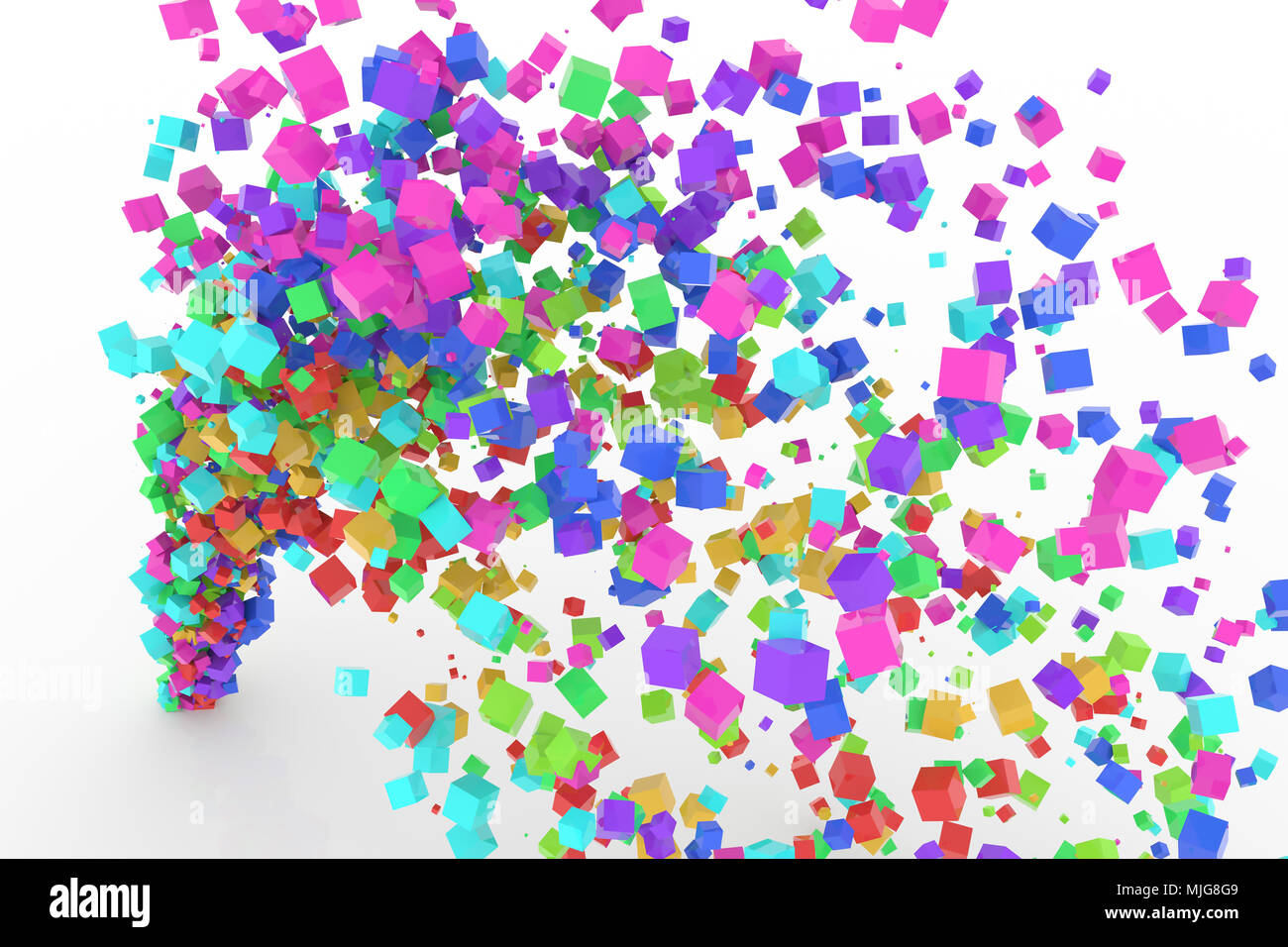 Bunch of colorful square boxes flow from the floor, modern style ...