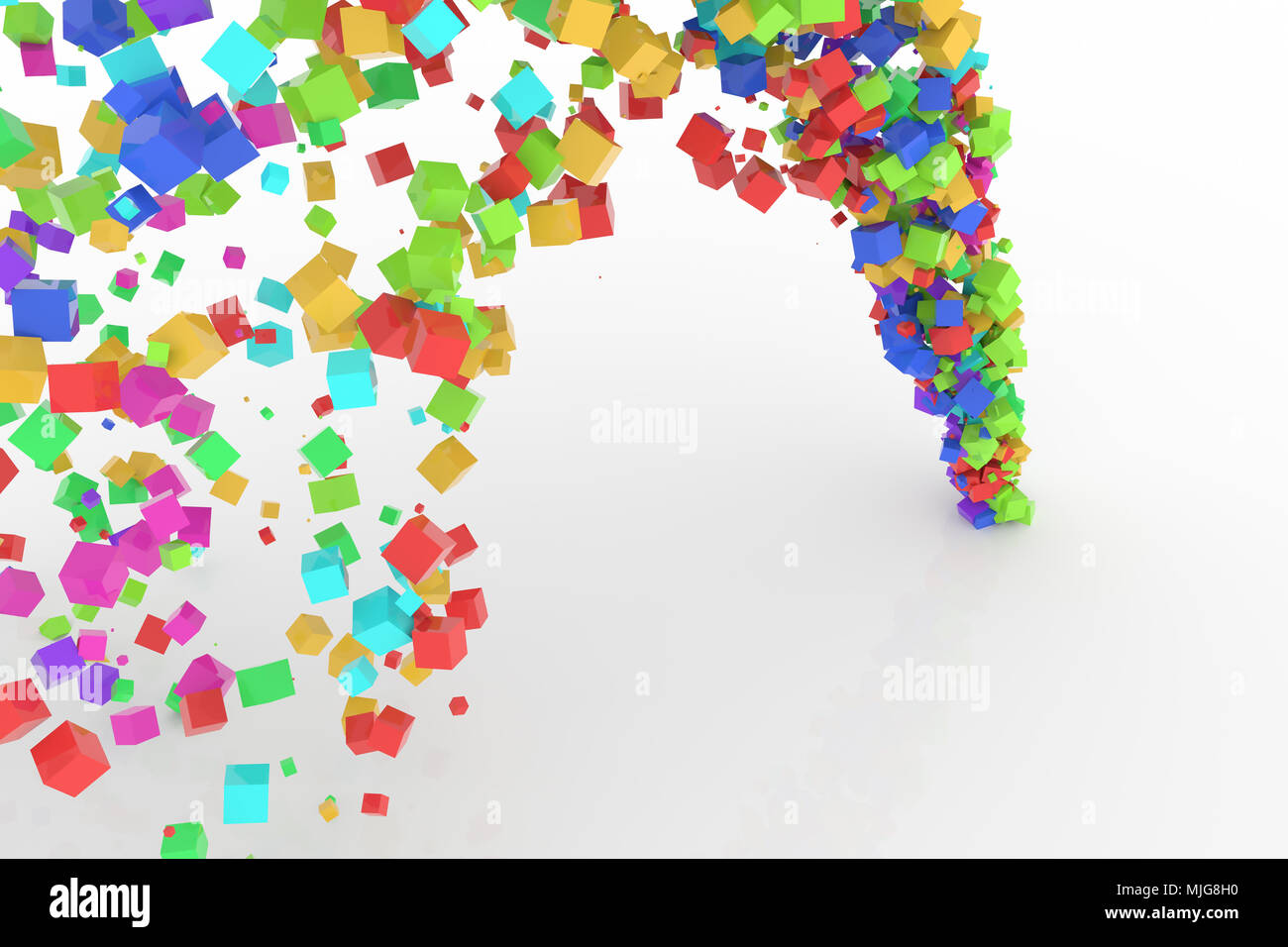 Bunch of colorful square boxes flow from the floor, modern style ...