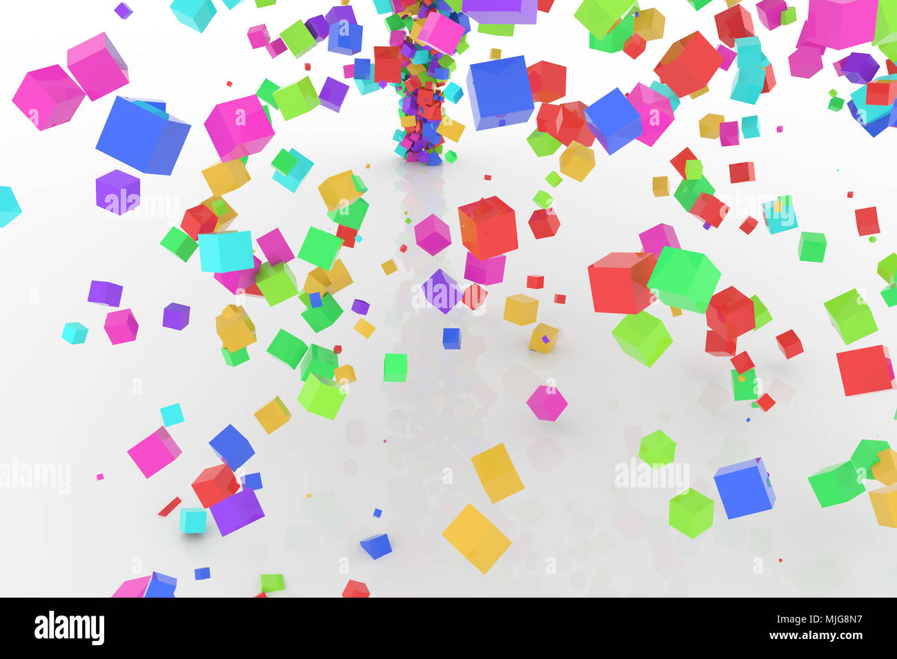 Bunch of colorful square boxes flow from the floor, modern style ...