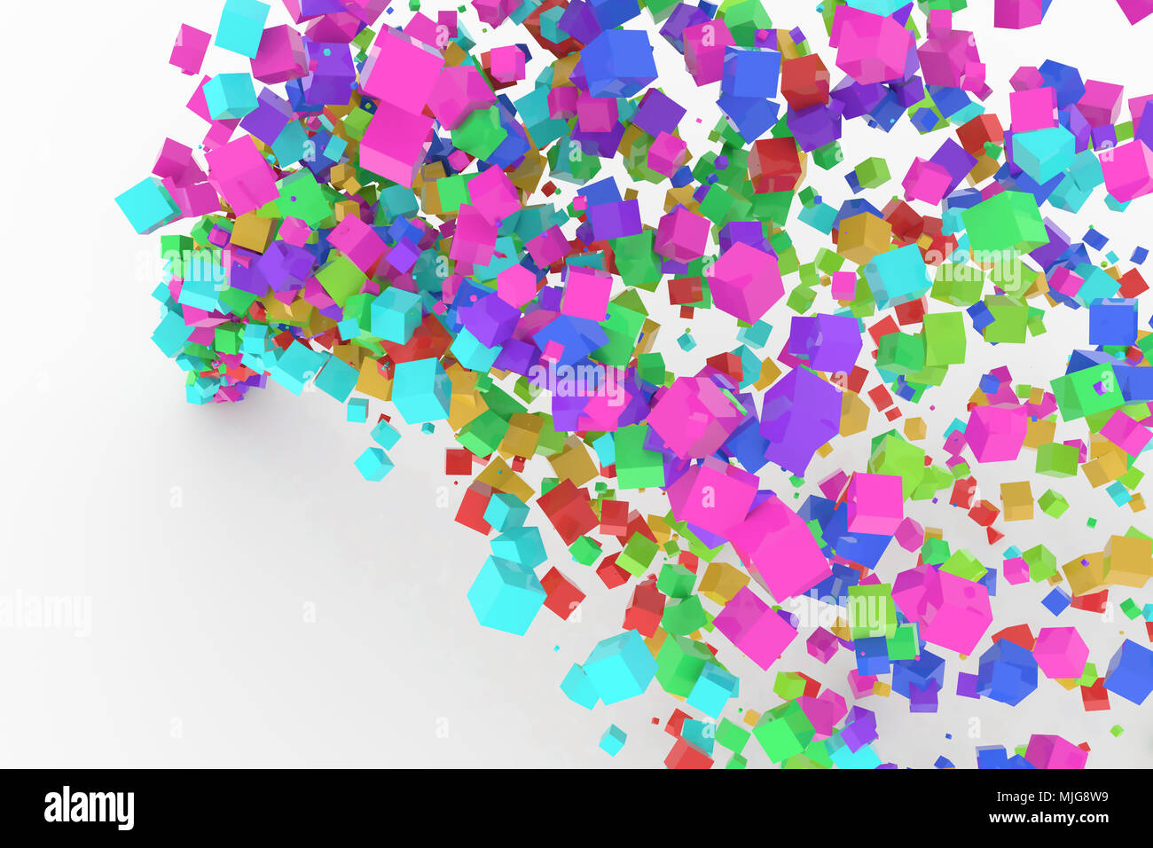 Bunch of colorful square boxes flow from the floor, modern style ...