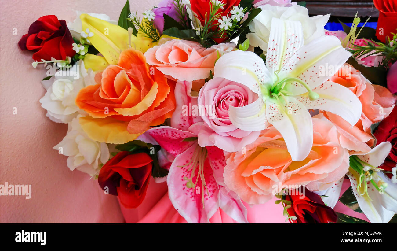 backdrop background from fabric flower Stock Photo - Alamy