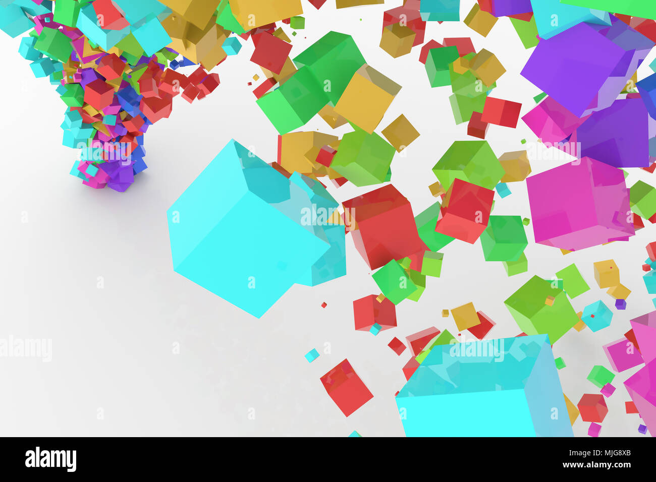 Bunch of colorful square boxes flow from the floor, modern style ...