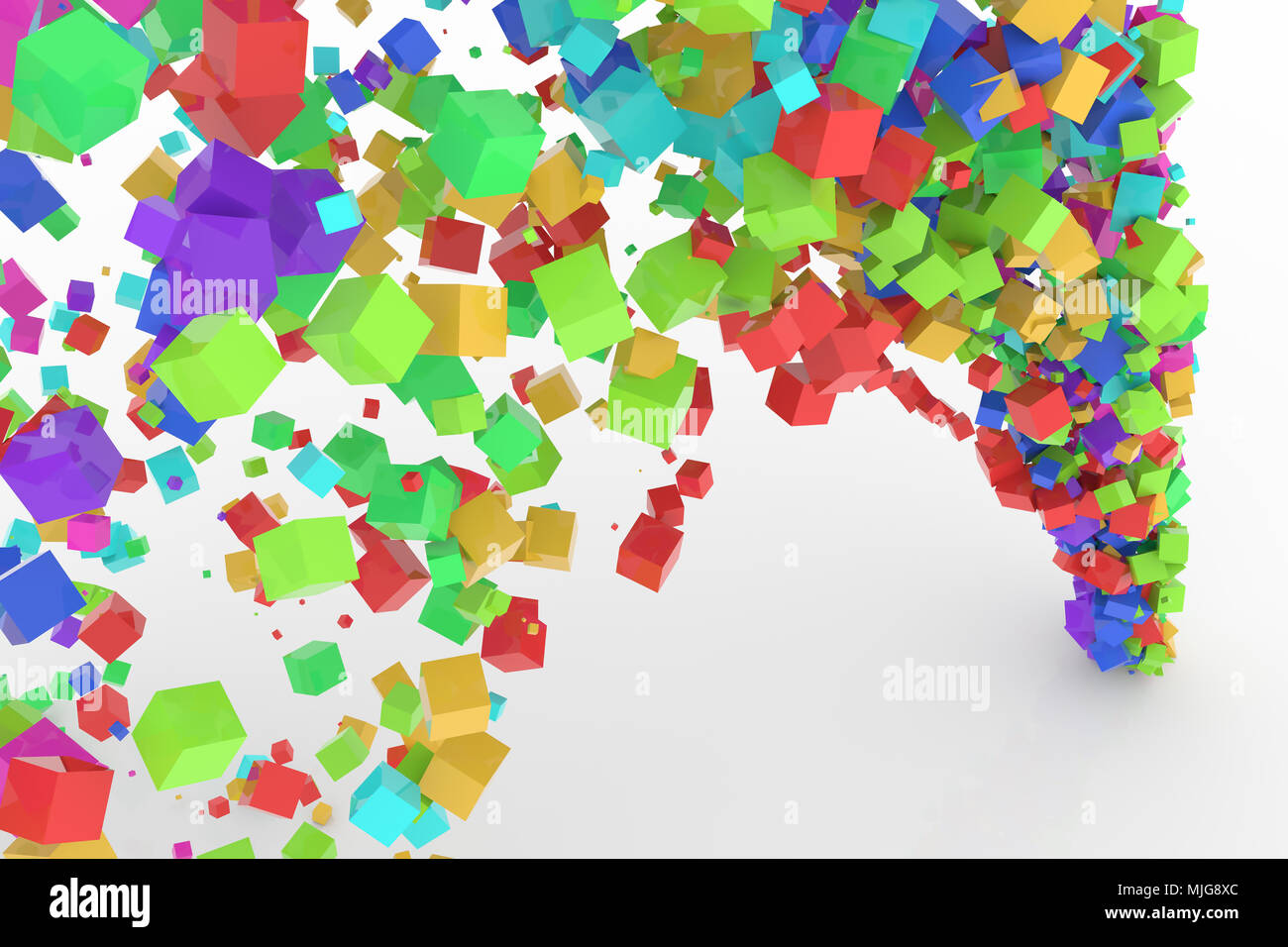 Bunch of colorful square boxes flow from the floor, modern style ...