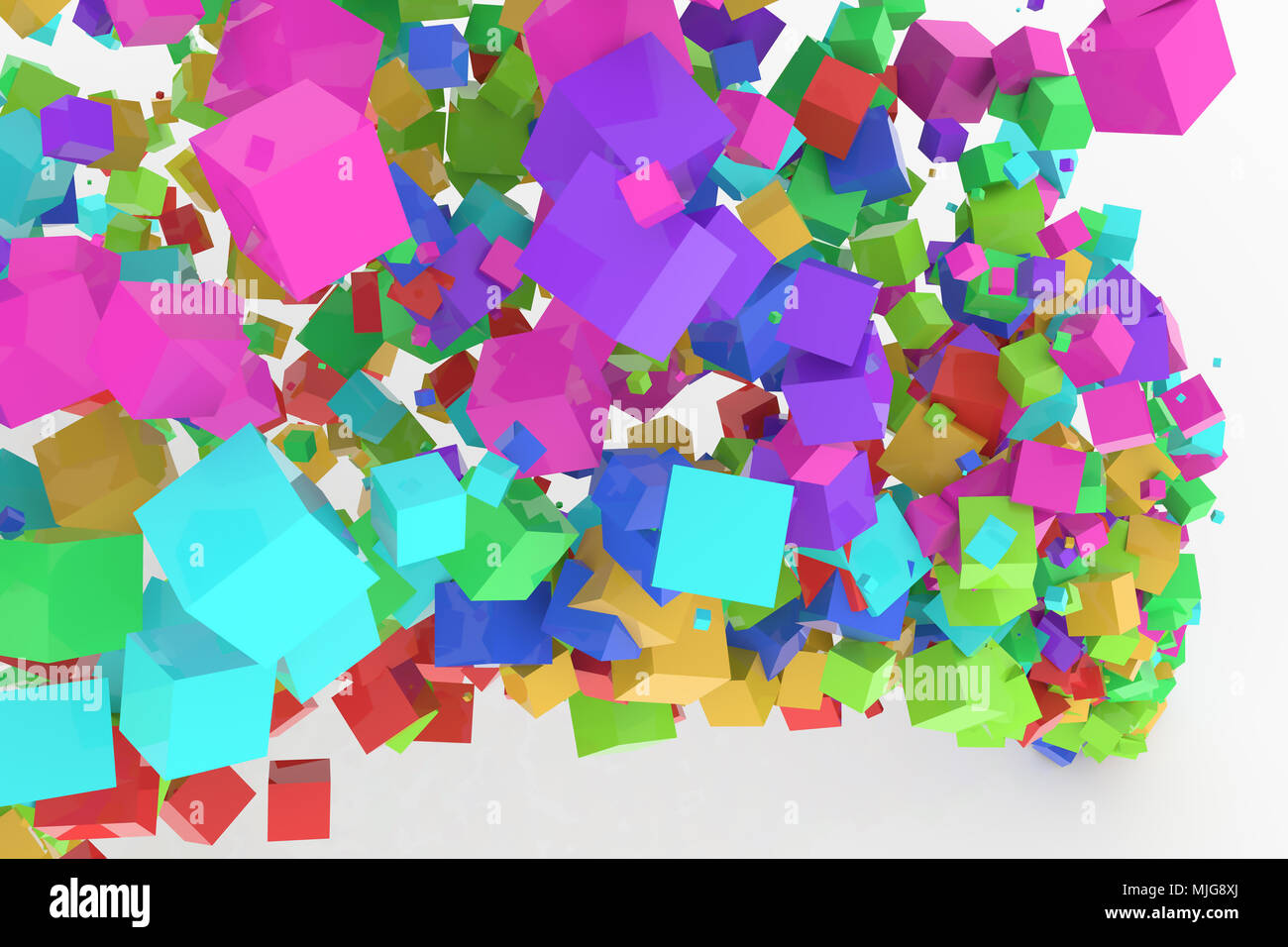 Bunch of colorful square boxes flow from the floor, modern style ...