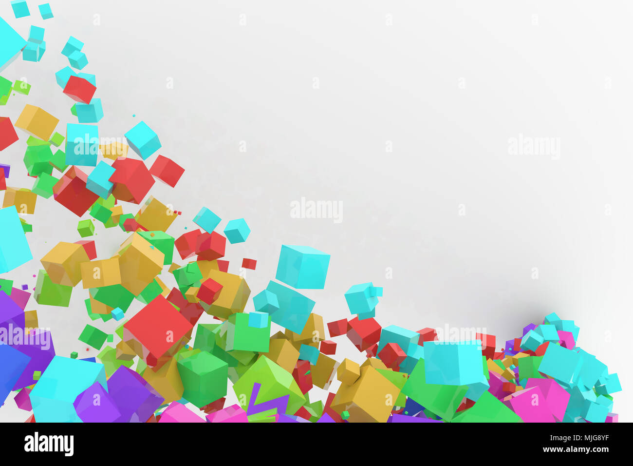 Bunch of colorful square boxes flow from the floor, modern style ...