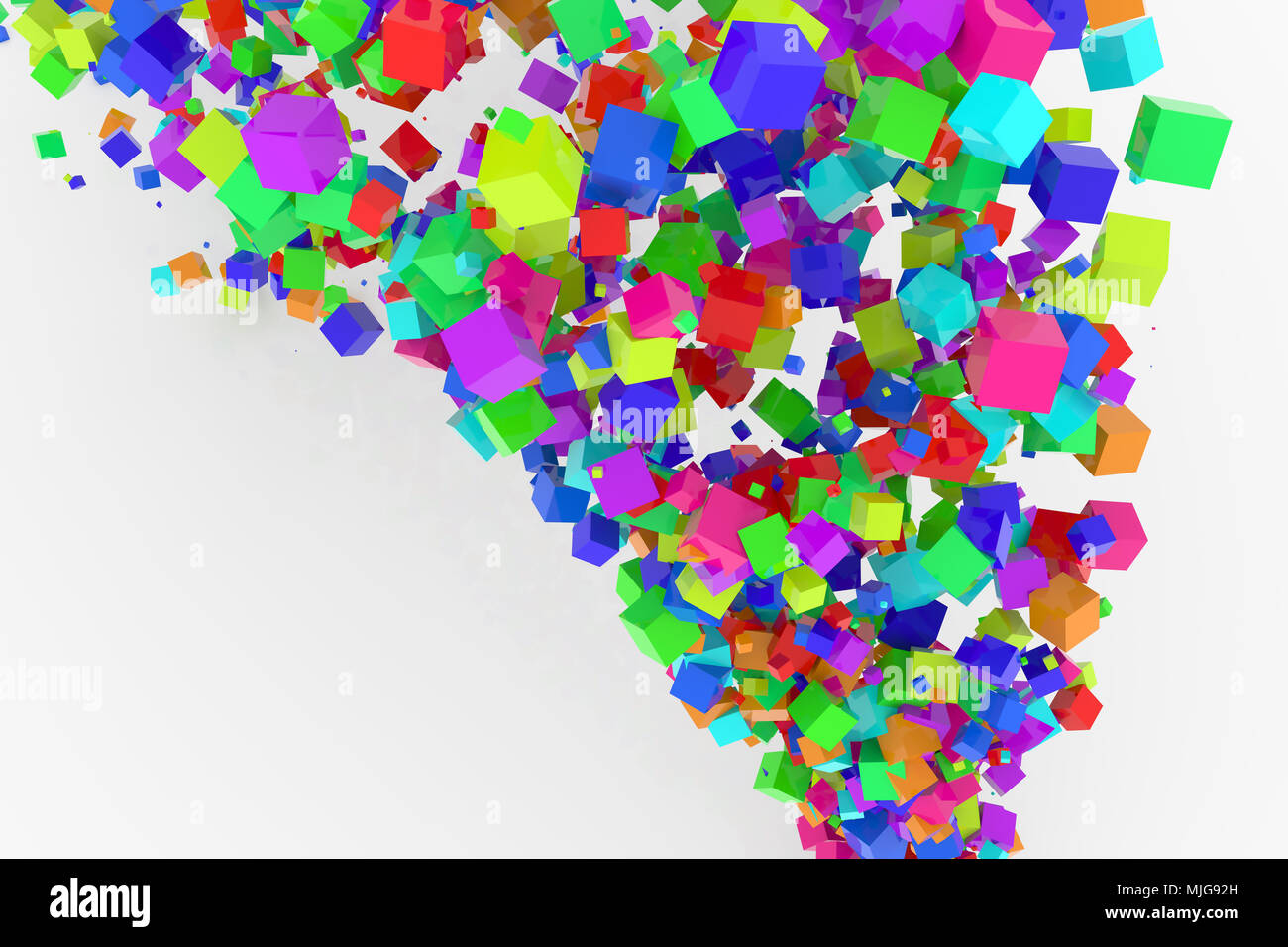 Bunch of colorful square boxes flow from the floor, modern style ...