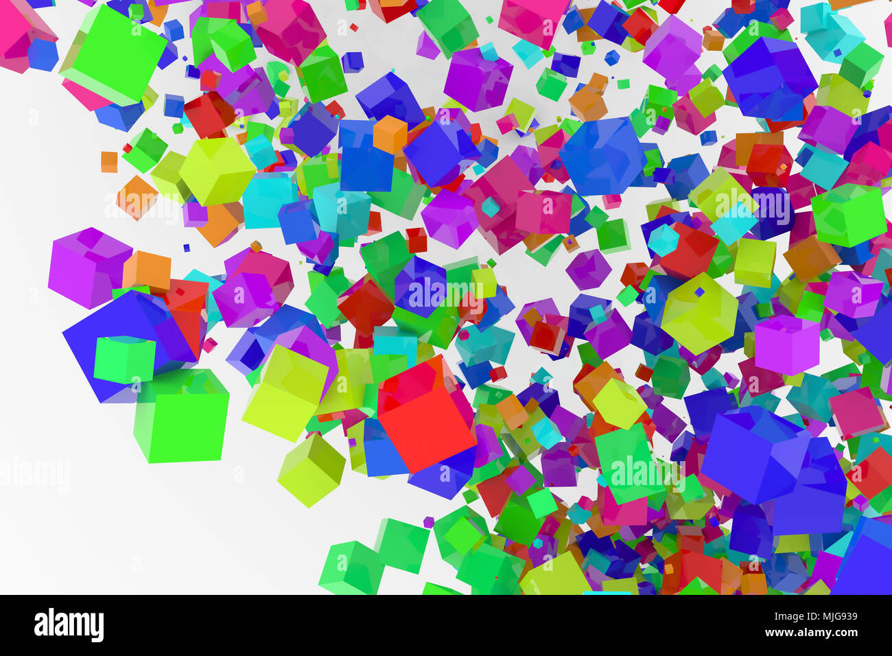 Bunch of colorful square boxes flow from the floor, modern style ...