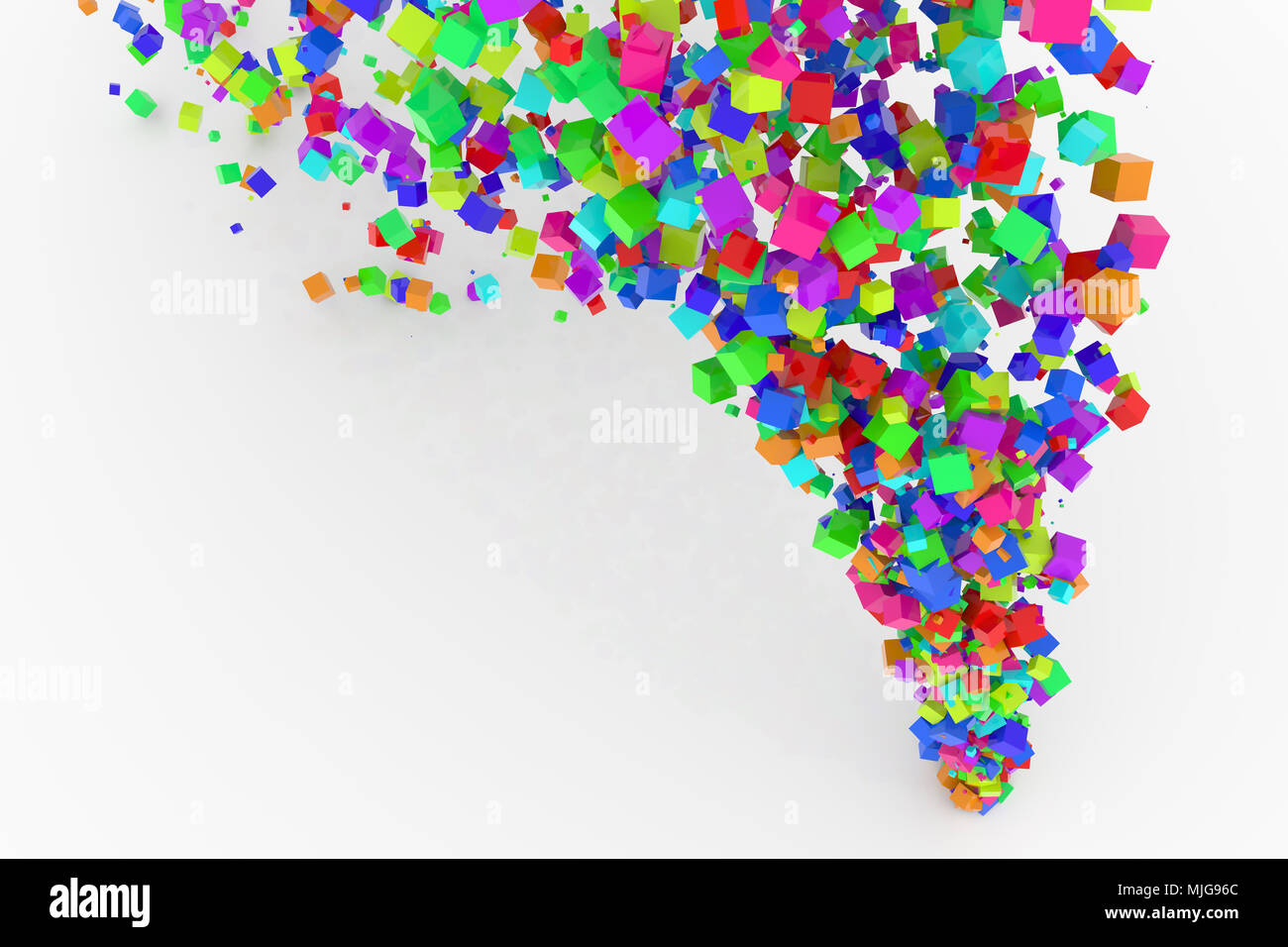 Bunch of colorful square boxes flow from the floor, modern style ...