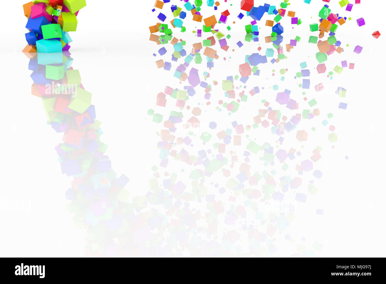 Bunch of colorful square boxes flow from the floor, modern style ...