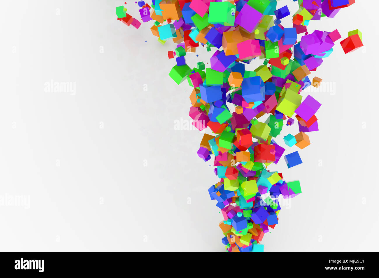 Bunch of colorful square boxes flow from the floor, modern style ...