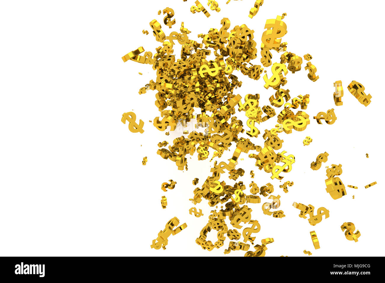 Bunch of gold money or dollar sign flow from the floor, modern style ...