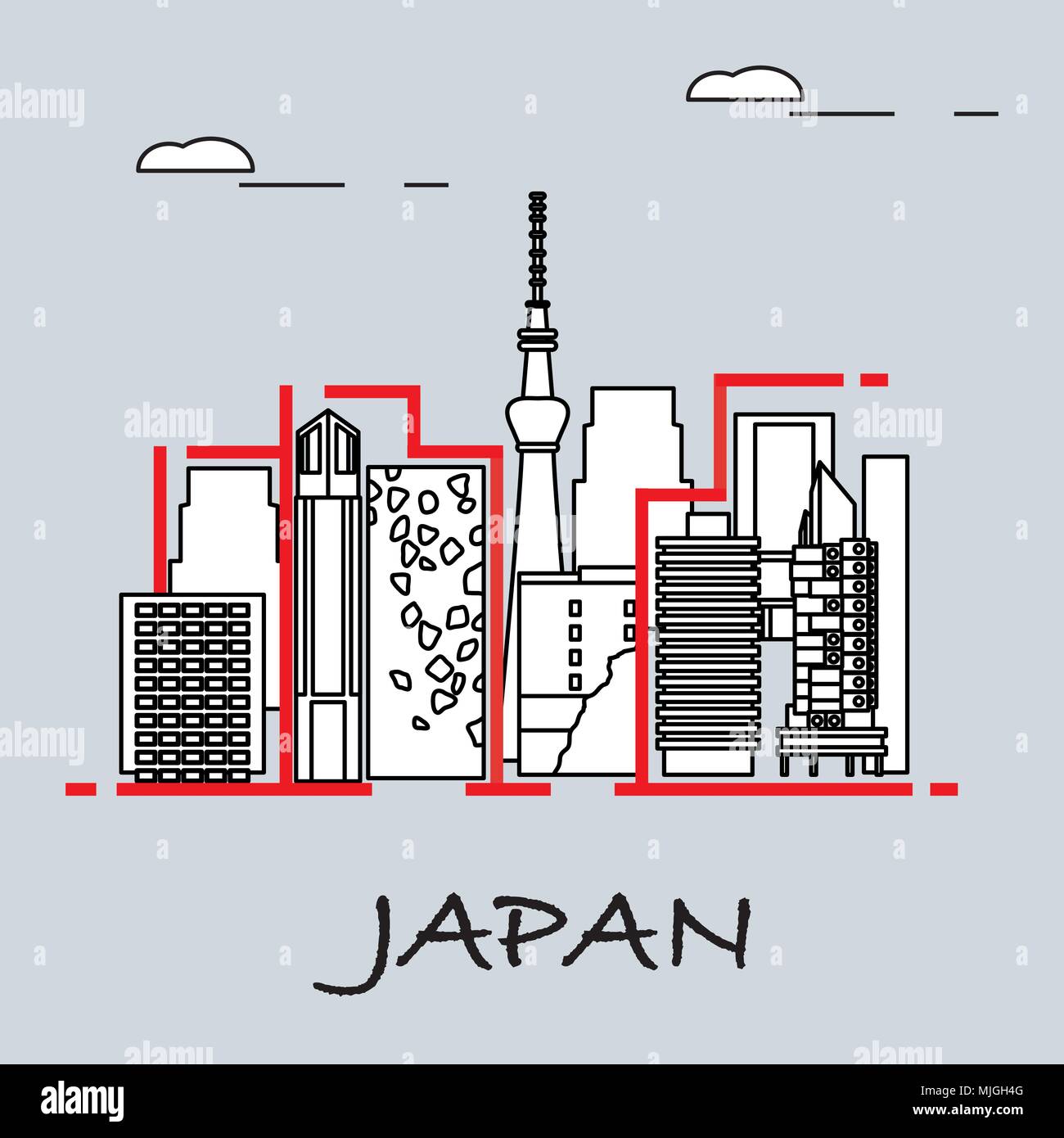 Tokyo tv tower architecture Stock Vector Images - Alamy