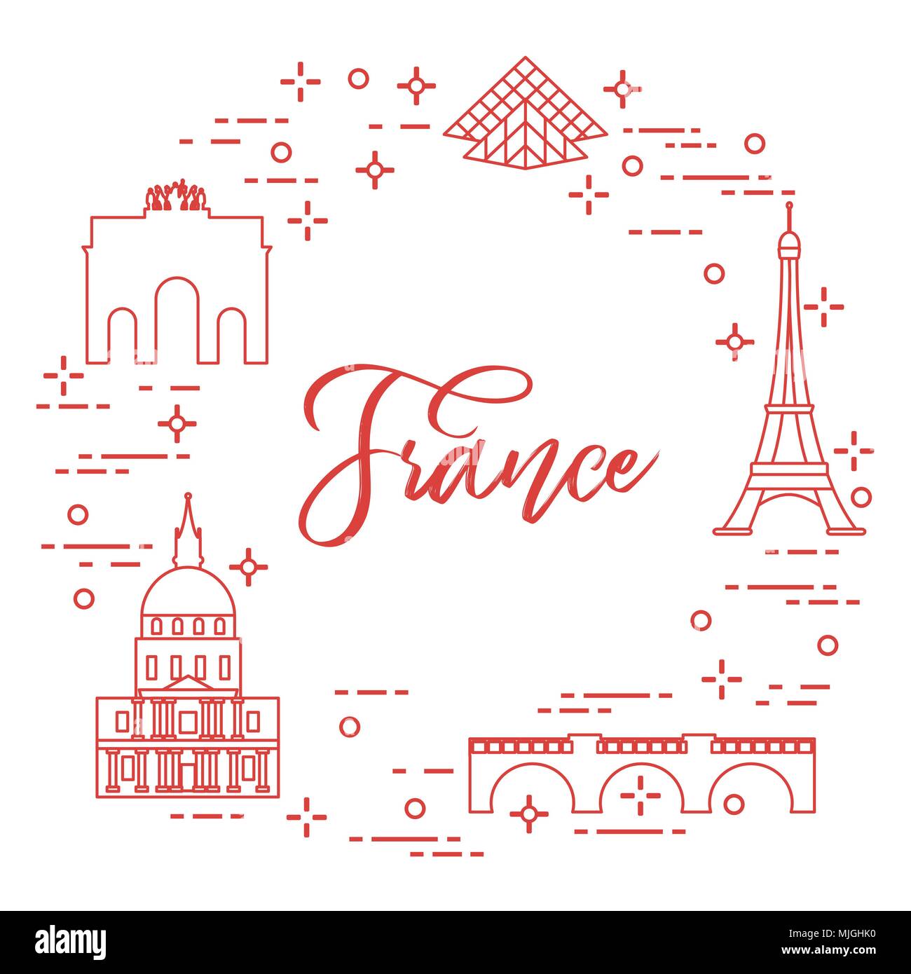 Famous buildings of Paris. Symbols and landmarks. Travel and leisure ...