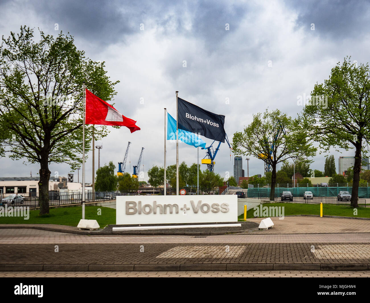 Blohm and Voss / Blohm+Voss / Blohm & Voss shipyard on the River Elbe ... Blohm and Voss / Blohm+Voss / Blohm & Voss shipyard on the River Elbe ...