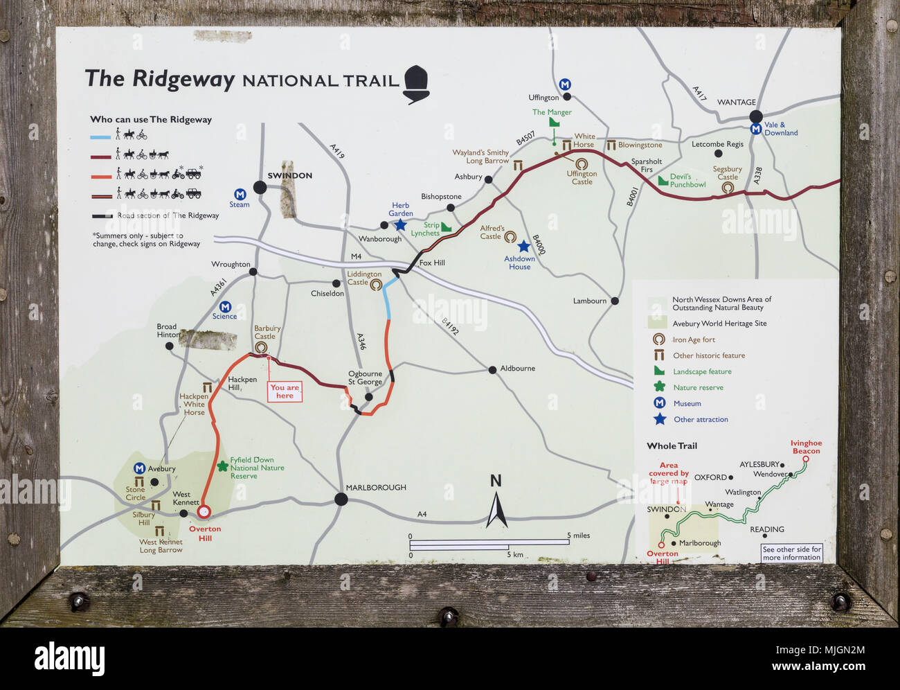 Map of the Ridgeway National Trail at Barbury castle, Wiltshire ...
