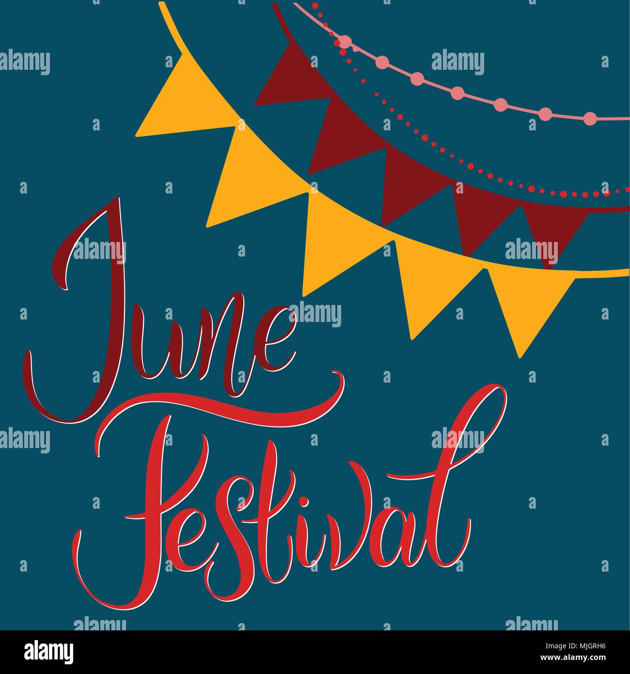 Midsummer lettering. Festa Junina. Elements for invitations, posters ...