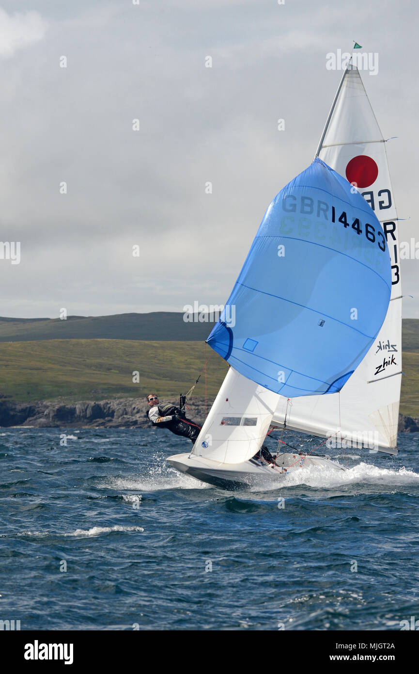 Fireball stingy race taking place of Lerwick Shetland Stock Photo - Alamy