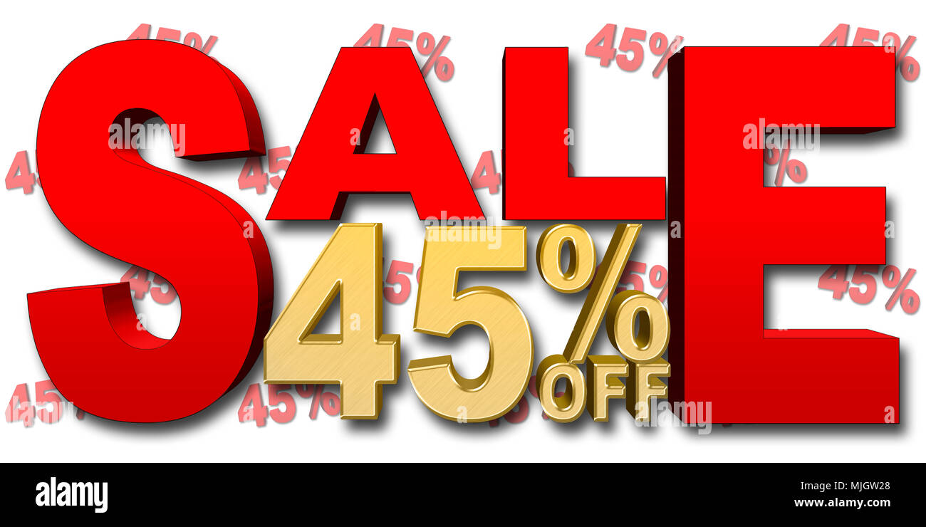 Stock Illustration - Large Golden Text: 45 Percent Off, Large Red Text ...