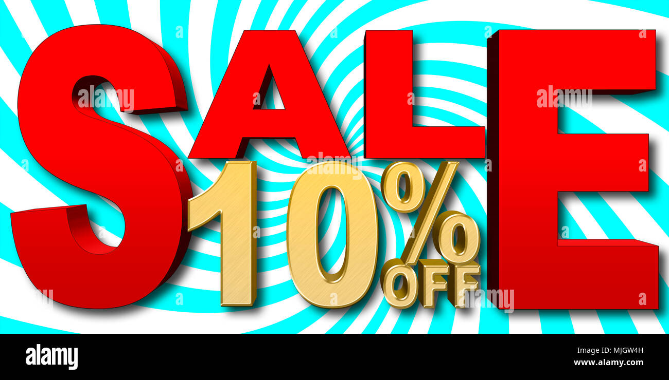 Stock Illustration - Large Golden Text: 10 Percent Off, Large Red Text ...