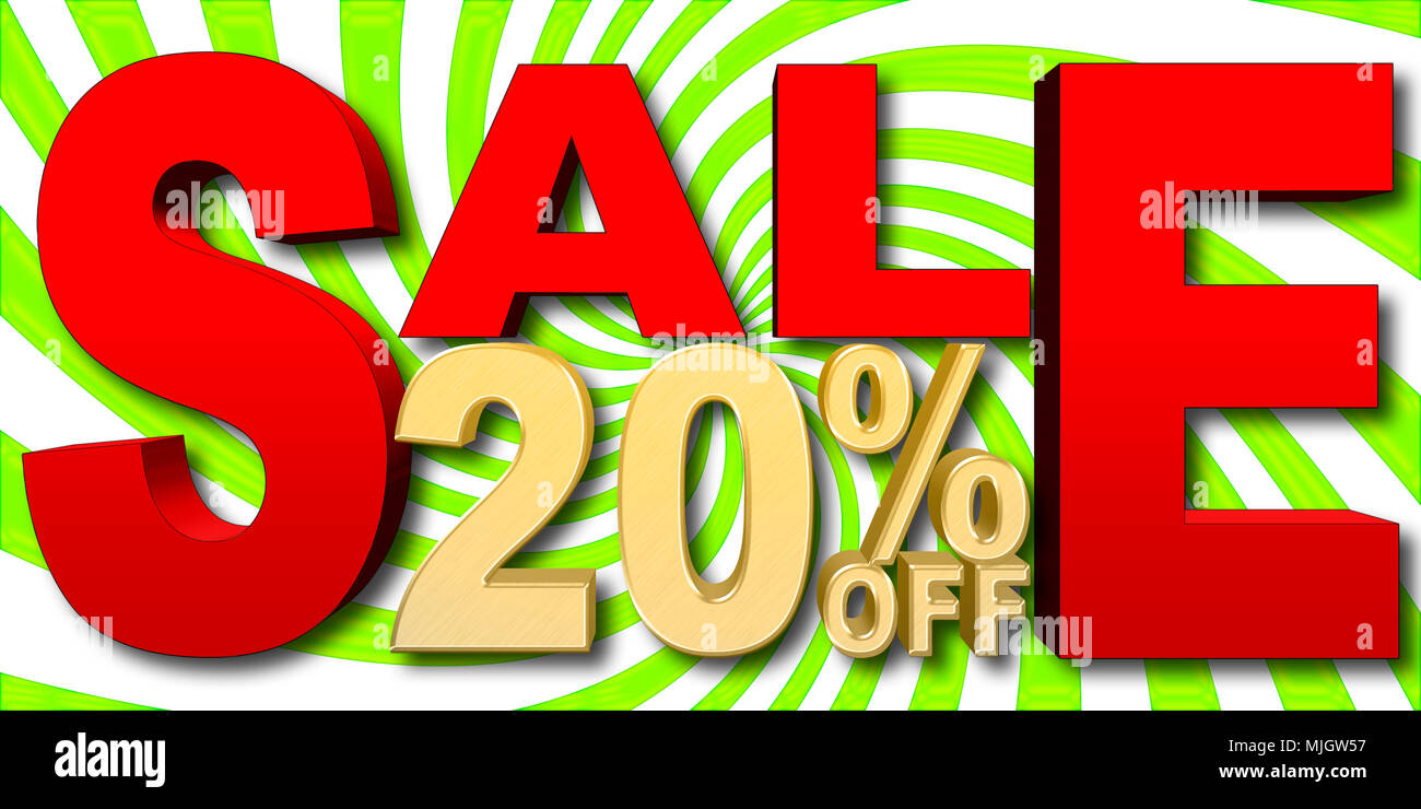 Stock Illustration - Large Golden Text: 20 Percent Off, Large Red Text ...
