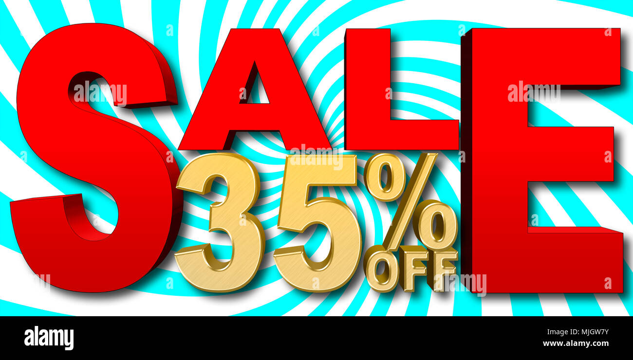 Stock Illustration - Large Golden Text: 35 Percent Off, Large Red Text ...