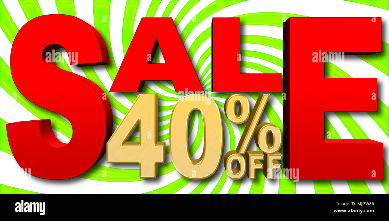 Stock Illustration - Large Golden Text: 40 Percent Off, Large Red Text ...