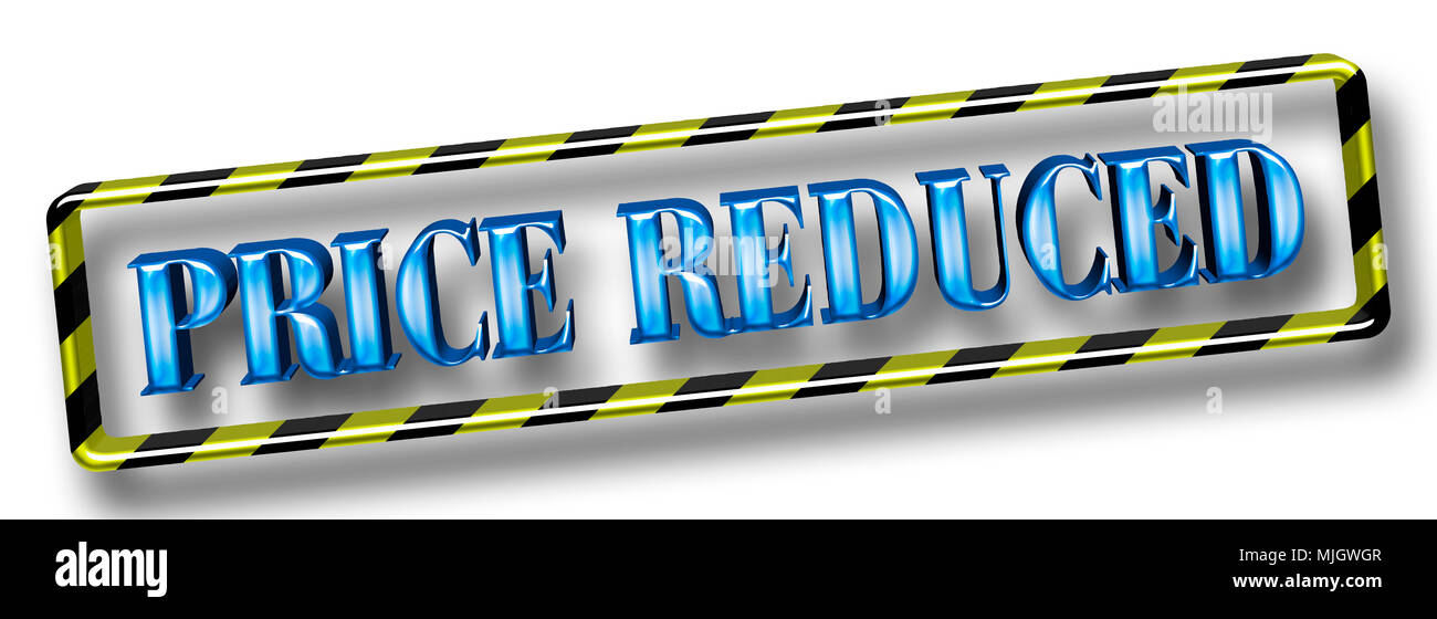Stock Illustration - Large Metallic Blue Text: Price Reduced, Yellow ...