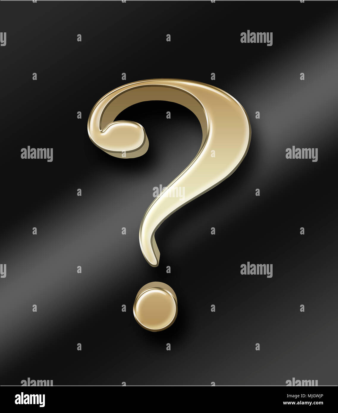 Stock Illustration - Large Three Dimensional Golden Question Mark , 3D ...