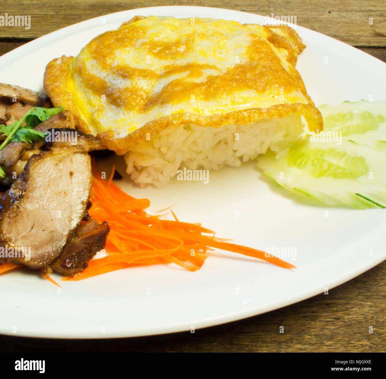Pork rice omelet Stock Photo - Alamy
