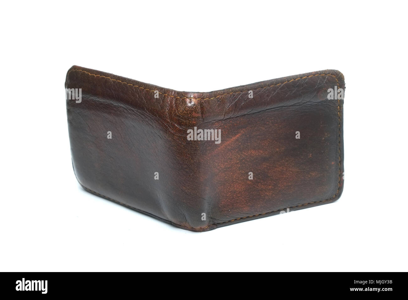 old leather wallet isolate on white background Stock Photo - Alamy