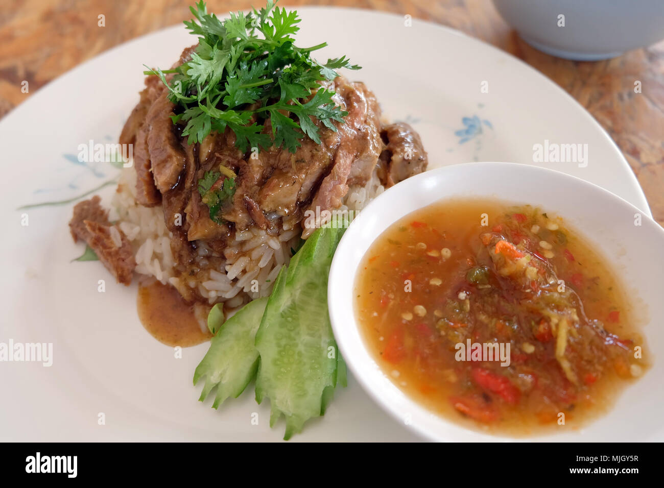 pork with rice ,thai food Stock Photo - Alamy